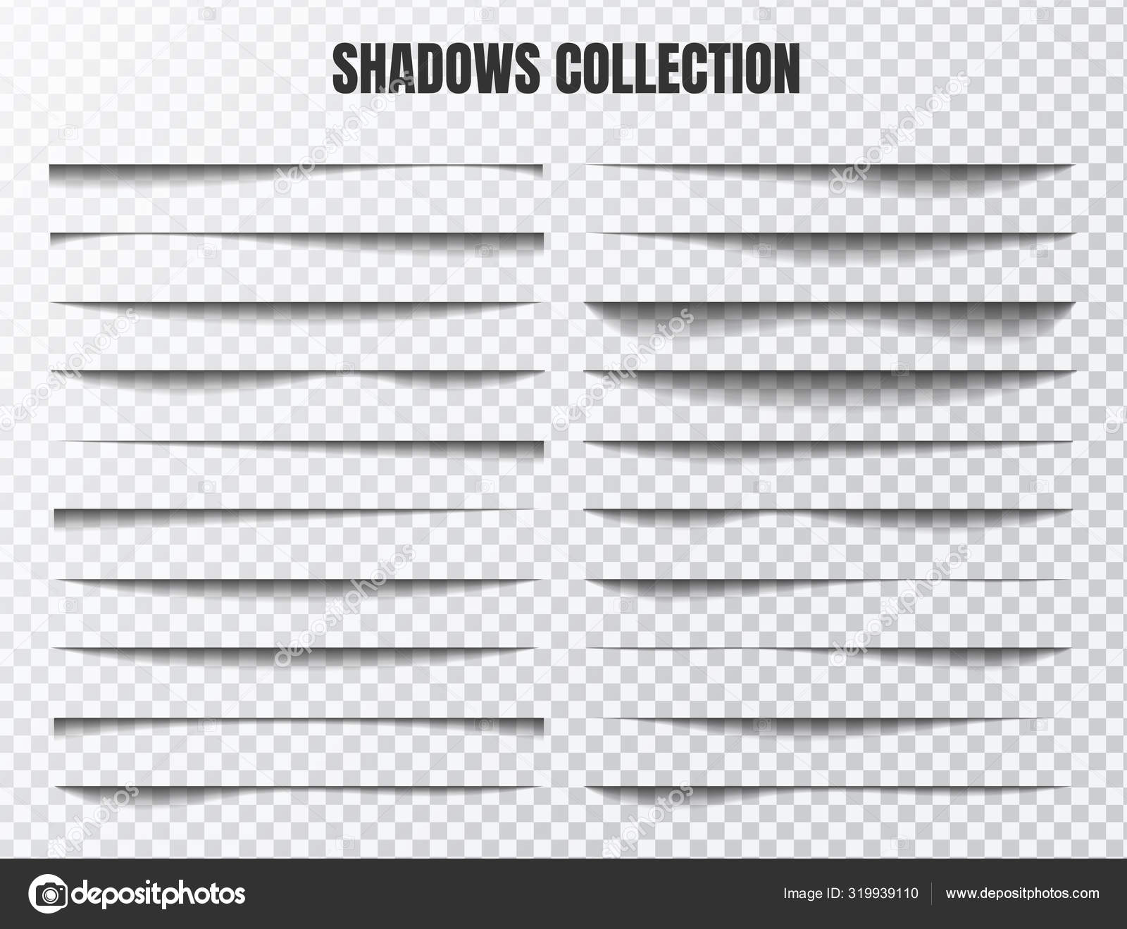 Realistic shadow effect vector set Separate components on a transparent ...