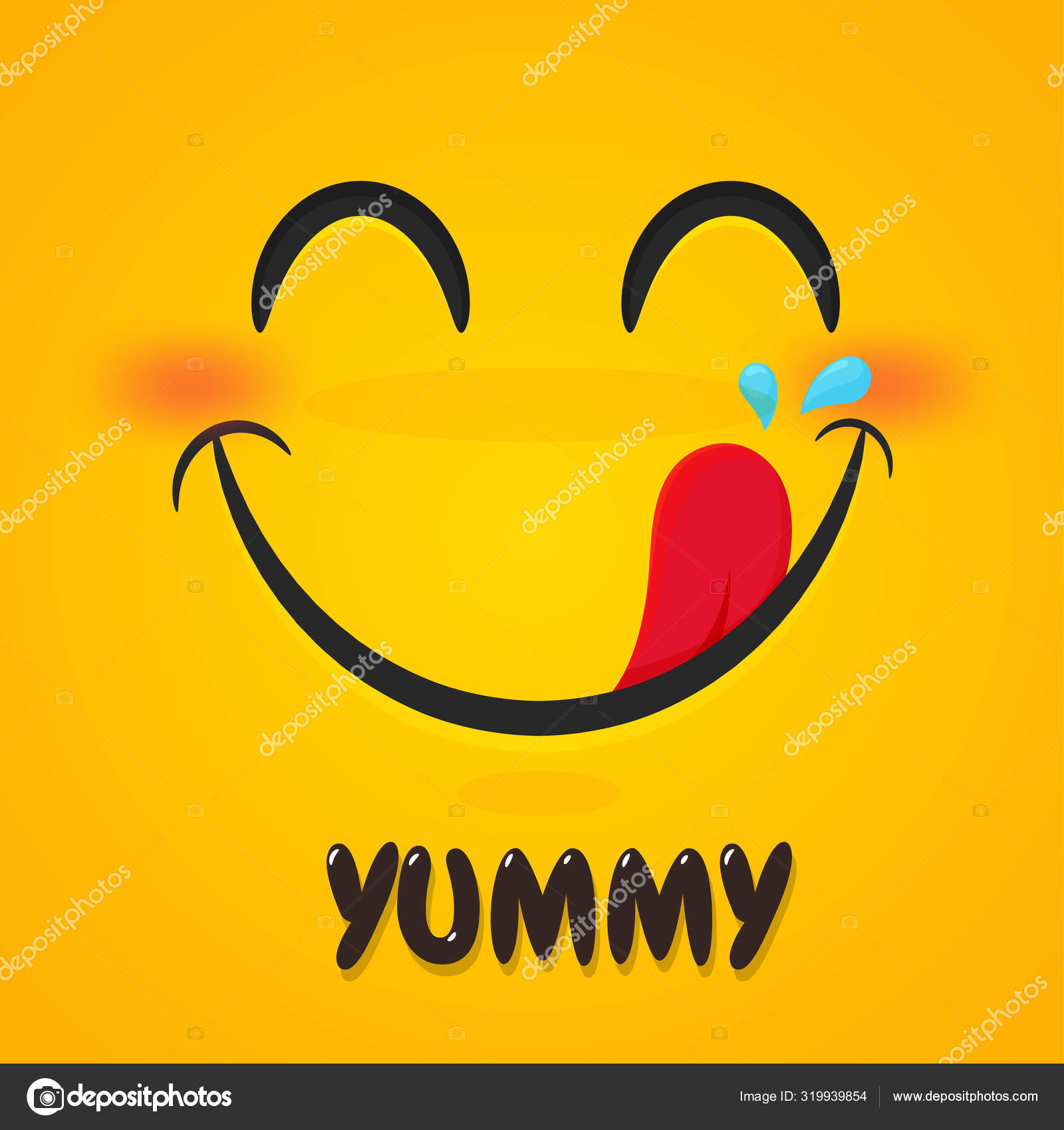 Yummy emoticon with happy smile.Yummy smile emoticon with tongue lick ...