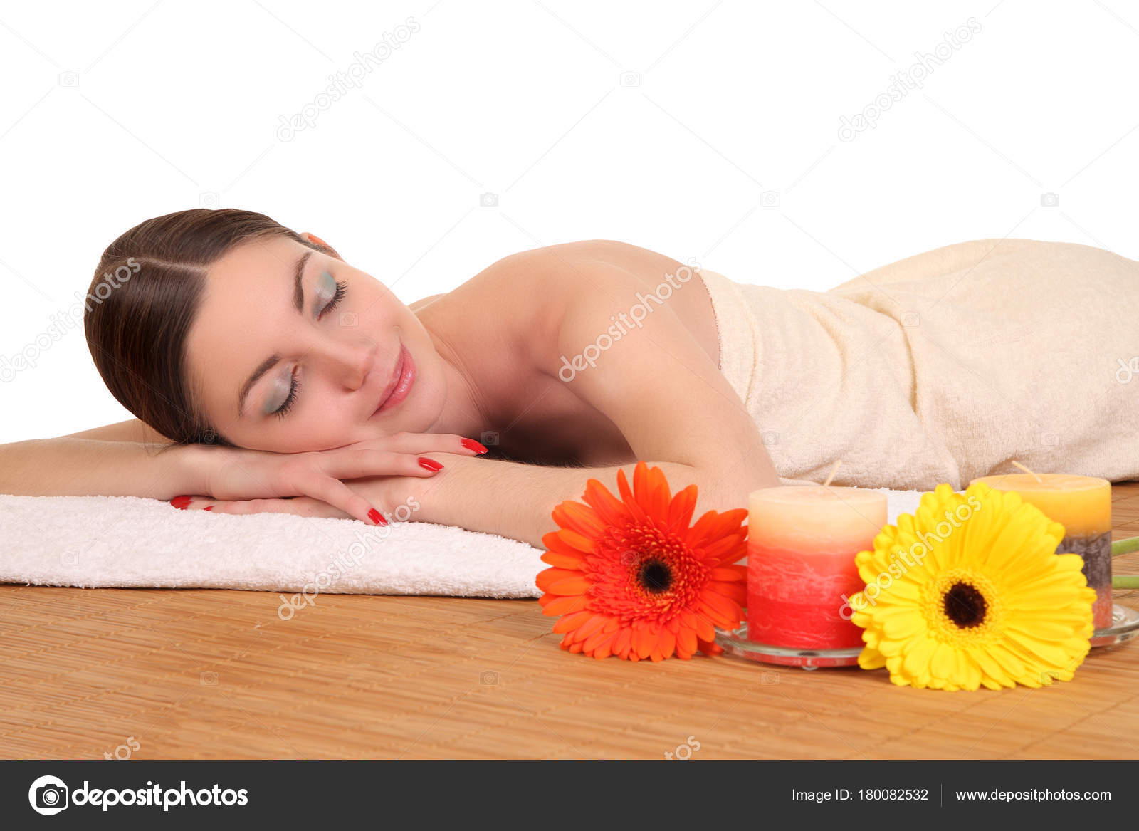 Woman relaxing in spa Stock Photo by ©zhagunov 180082532