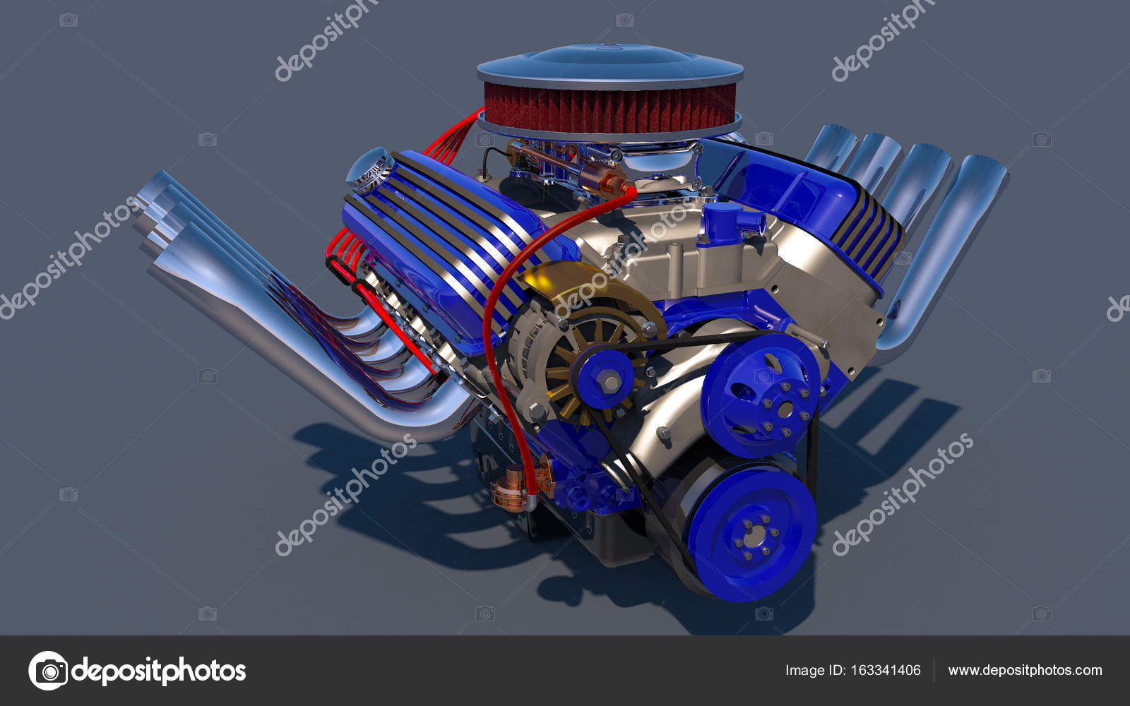Hot rod engine. 3D render Stock Illustration by ©gorbovoi81 #163341406