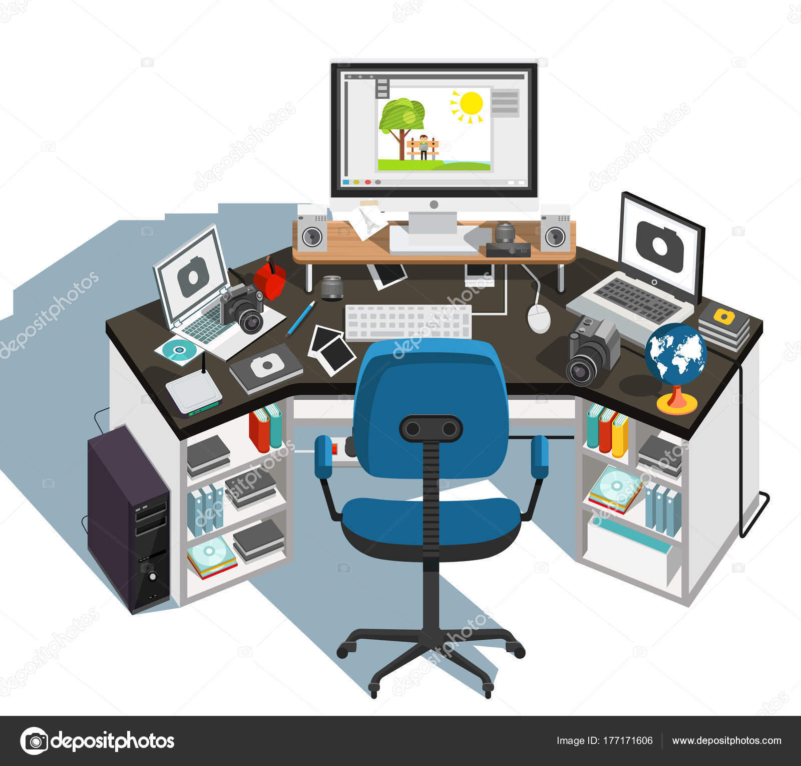 Photographer Workplace Vector Illustration Stock Vector by ©Yayasya ...