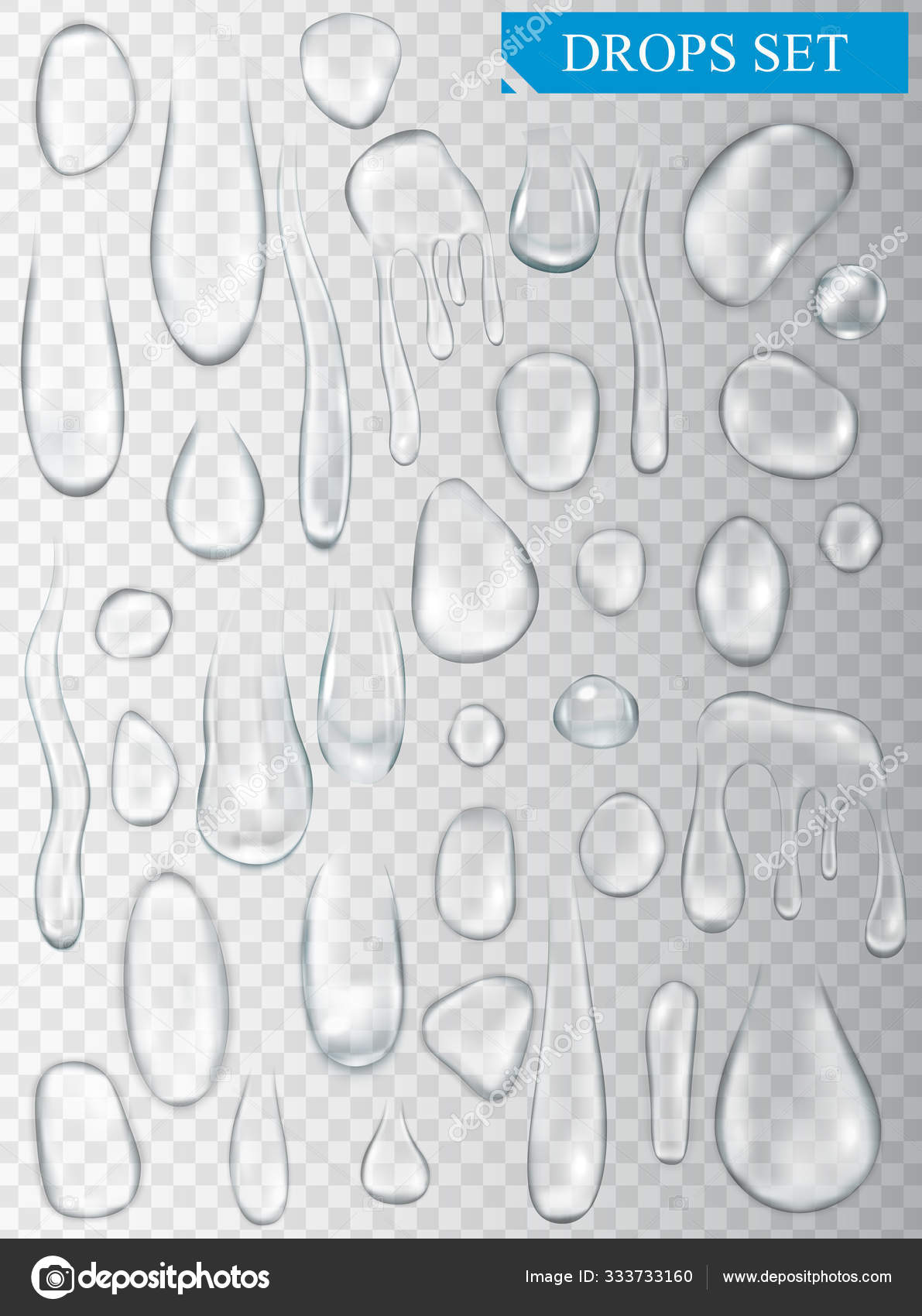 Realistic Shining Water Drops Drips Transparent Background Vector ...