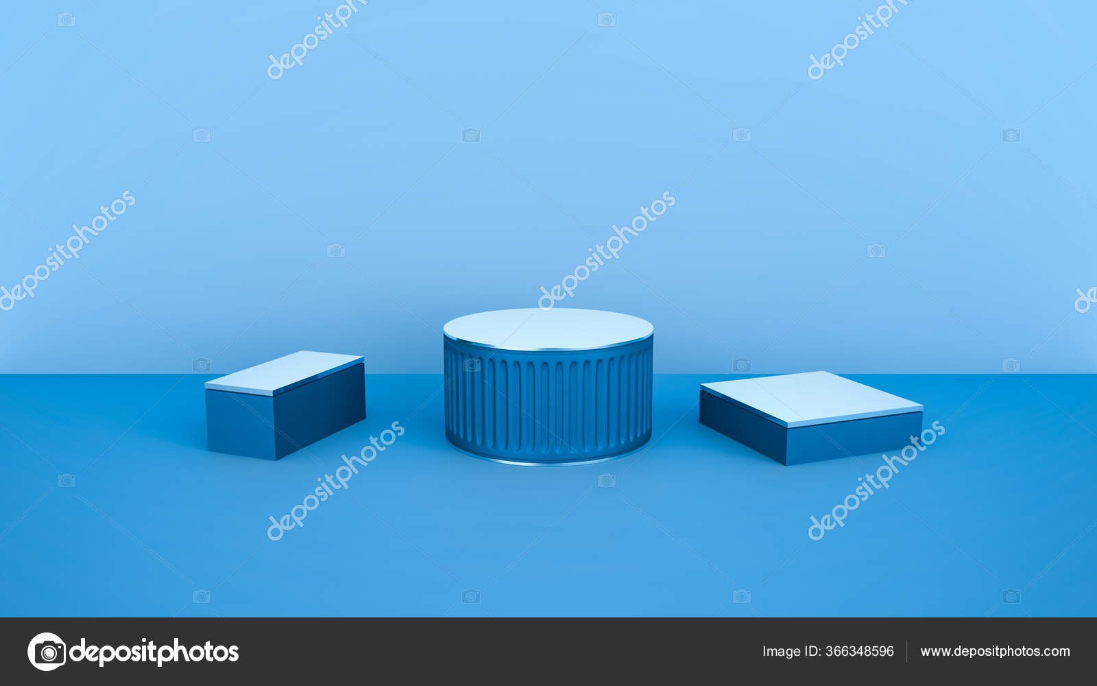 Rendering Box Cylinder Podium Minimal Blue Wall Scene Stock Photo by ...
