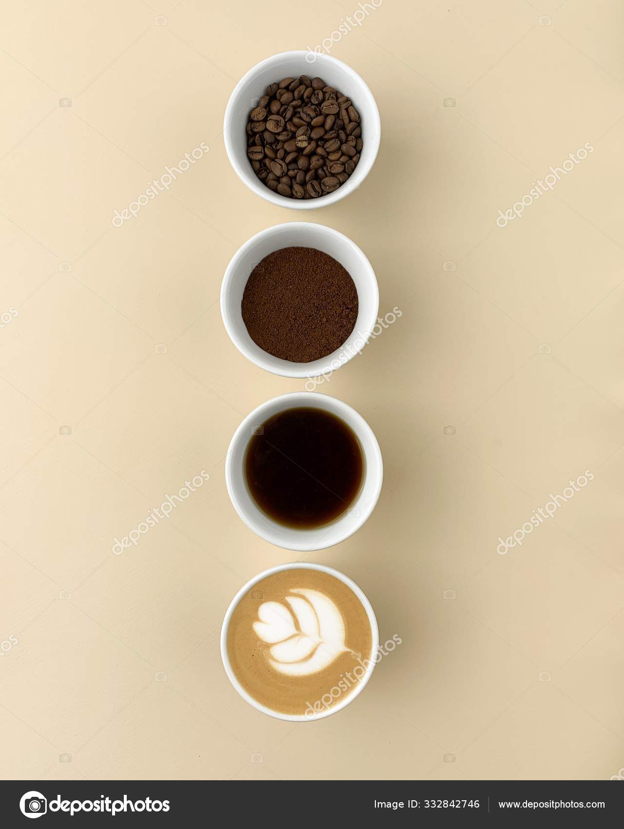 Coffee Preparation Stages Beige Background ⬇ Stock Photo, Image by ...