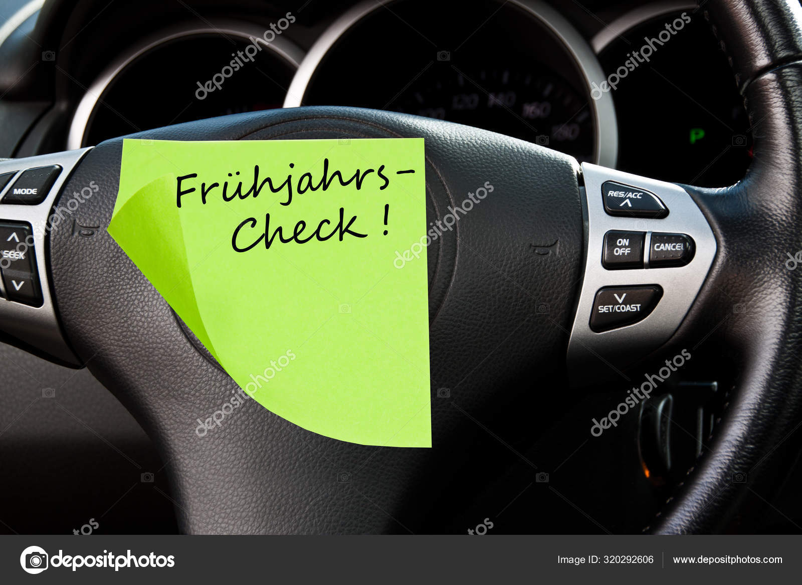German spring time check car dashboard background with label — Stock ...