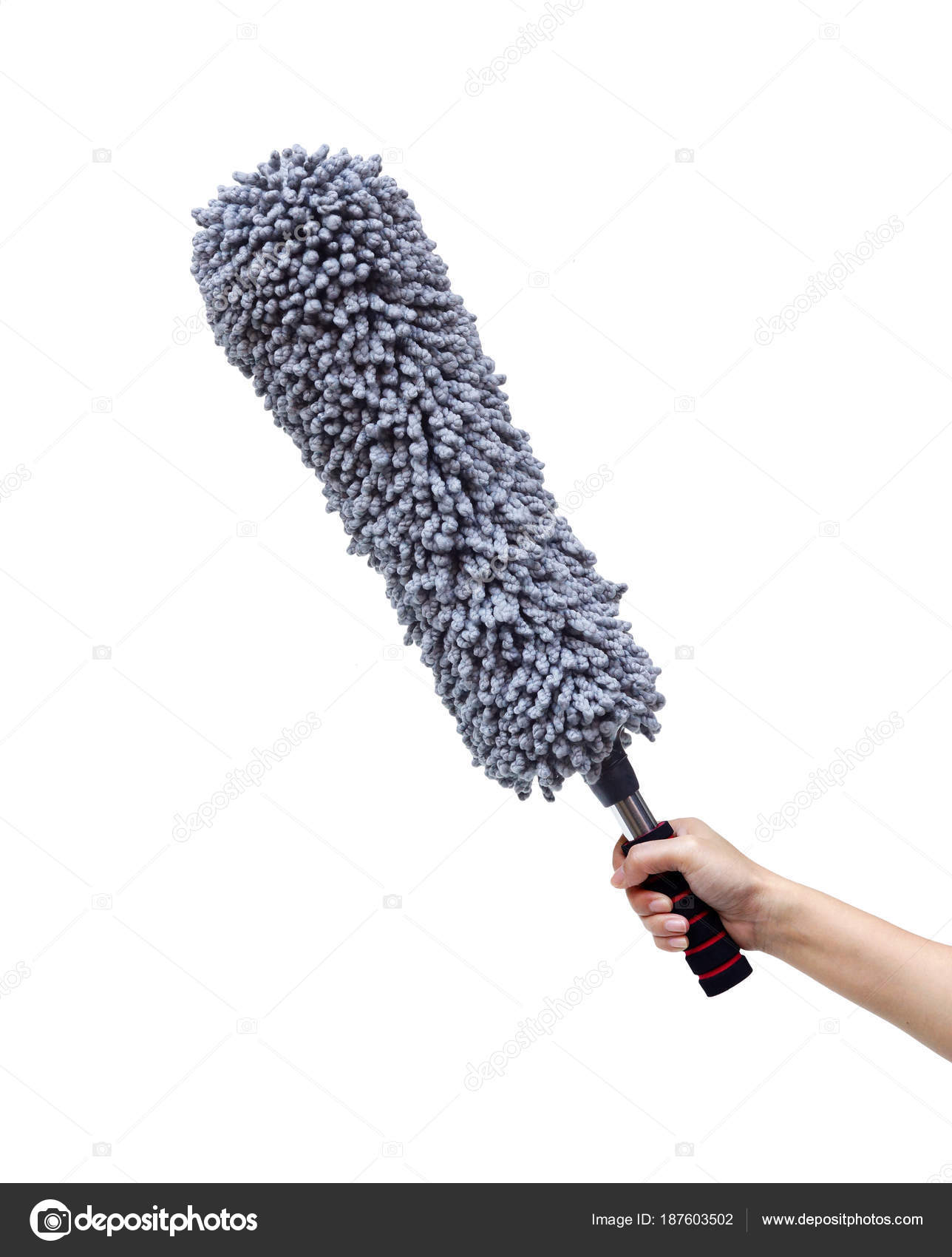 Hand Holding Big Microfiber Hand Duster Isolated White Stock Photo by ...