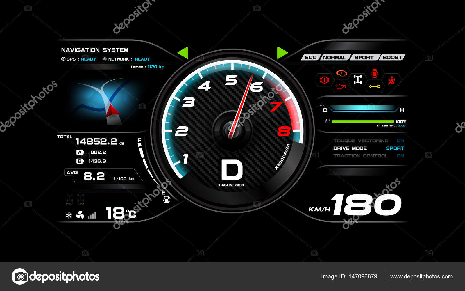 Car dash board vector illustration eps 10 002 Stock Vector Image by ...