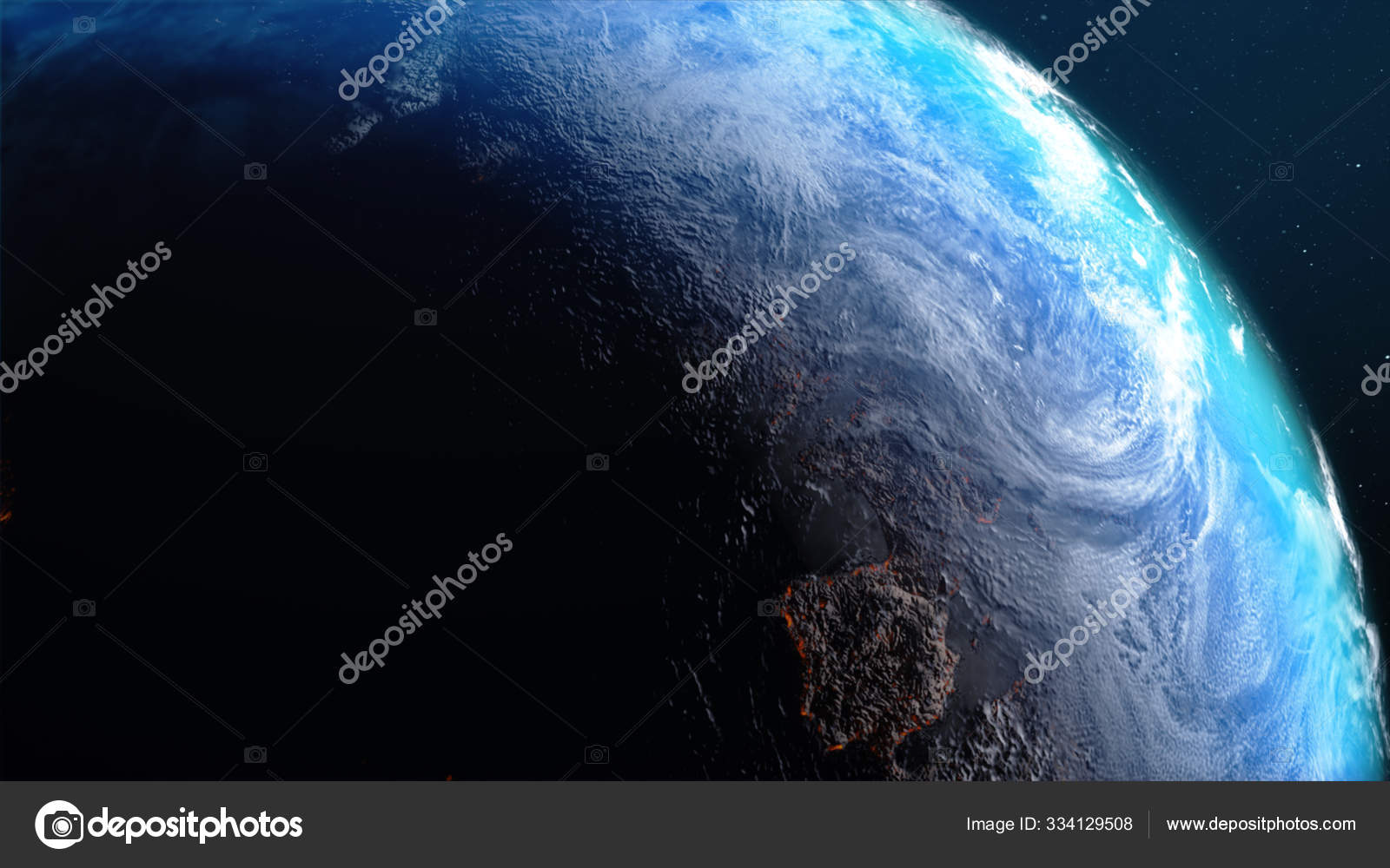 3D Rendering earth with world map hot terrain cloud and water ag ...