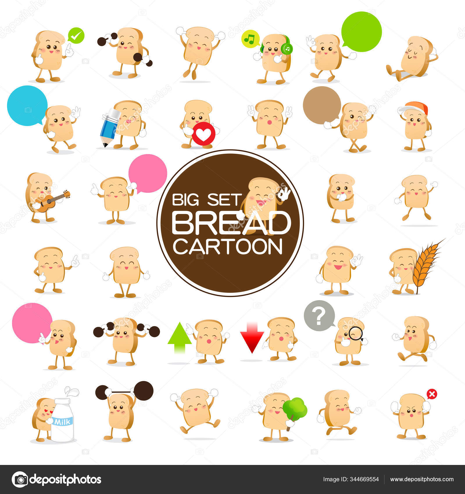 Set of Bread cartoon set 001 Stock Vector Image by ©thekaikoroez #344669554