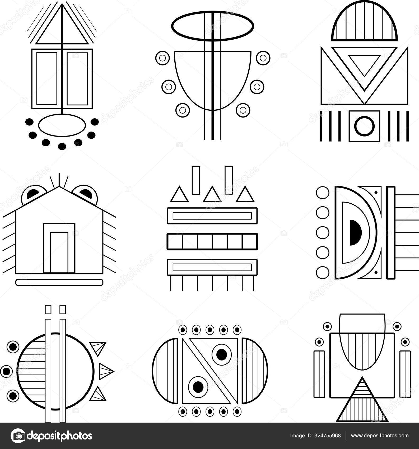 Set of eight tribal icons — Stock Vector © utpreksha #324755968