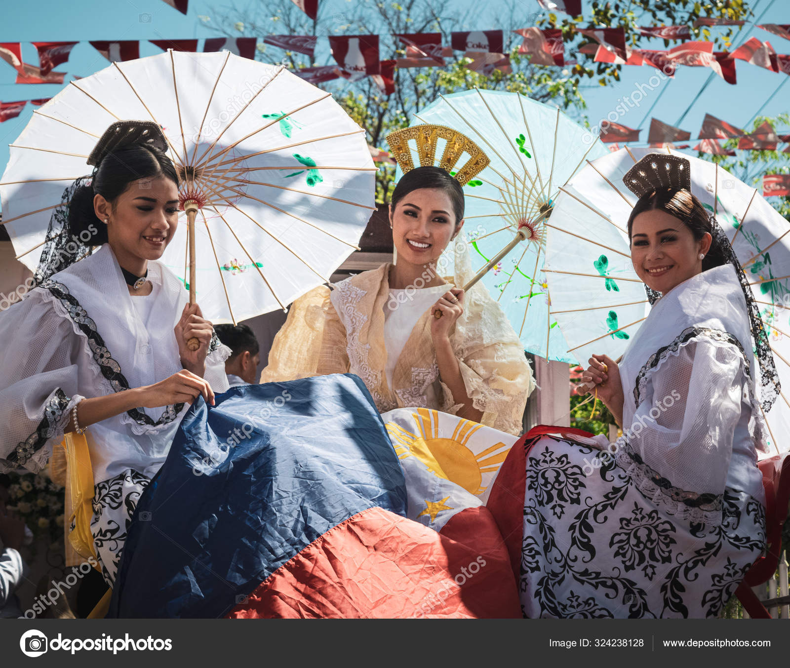 Cebu City Philippines January 2016 Three Young Women Wearing ...
