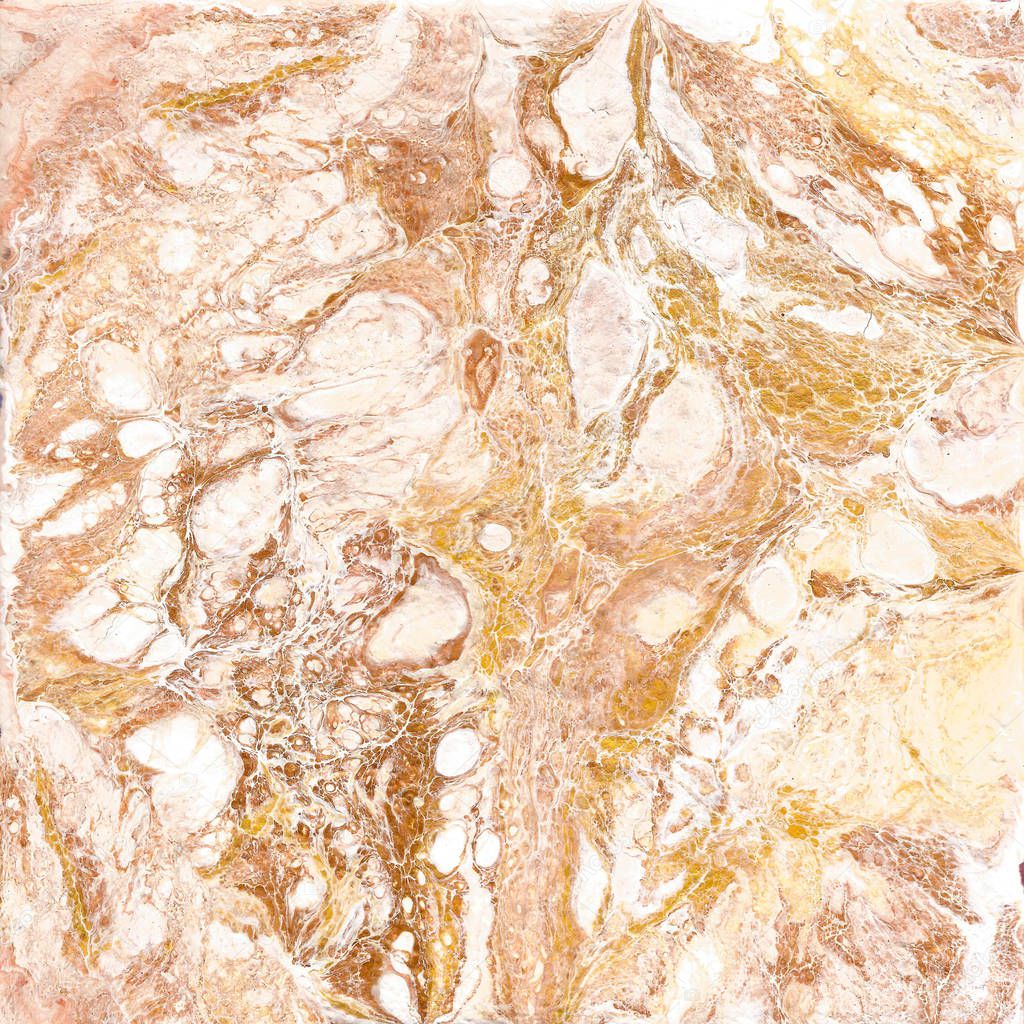 White and golden marble texture. Hand draw painting with marbled ...
