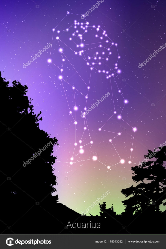 Image vectorielle Verseau constellations du zodiaque signe avec ...