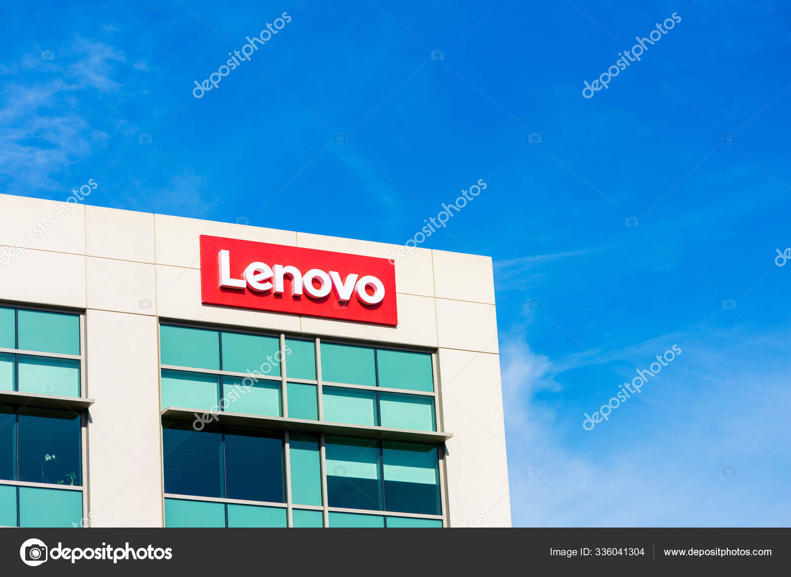 Lenovo campus building facade and exterior in Silicon Valley. Lenovo ...