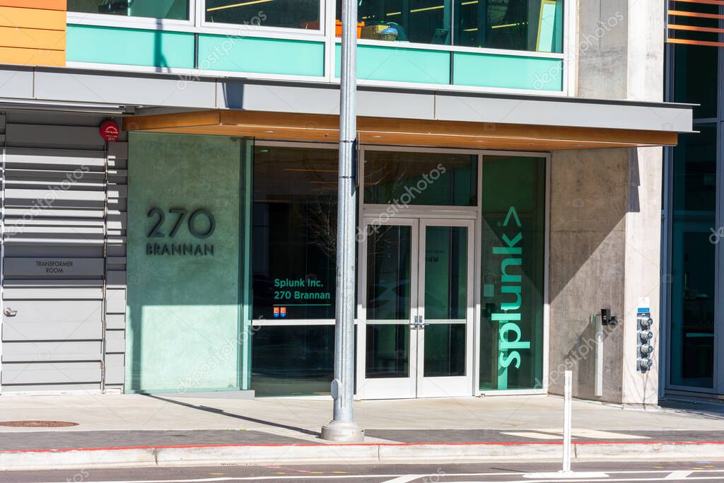 Entrada a la sede de Splunk en el distrito de SoMa. Splunk Inc produce ...
