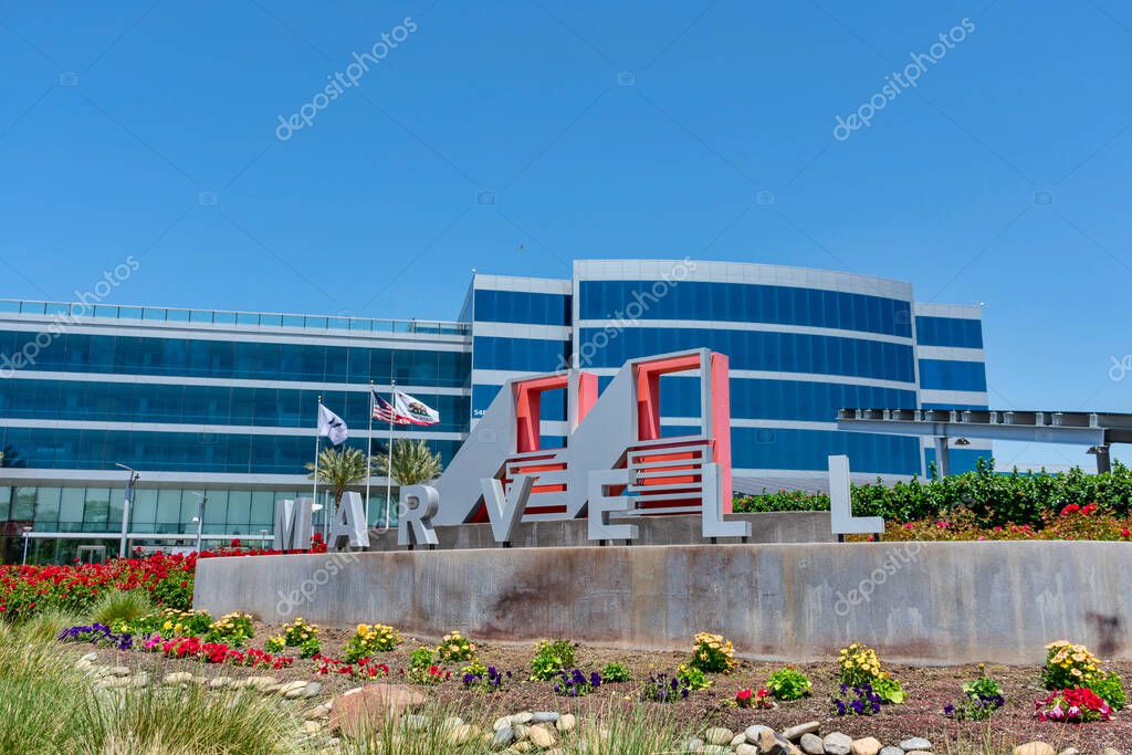 Marvell logo and sign near Silicon Valley headquarters of semiconductor ...