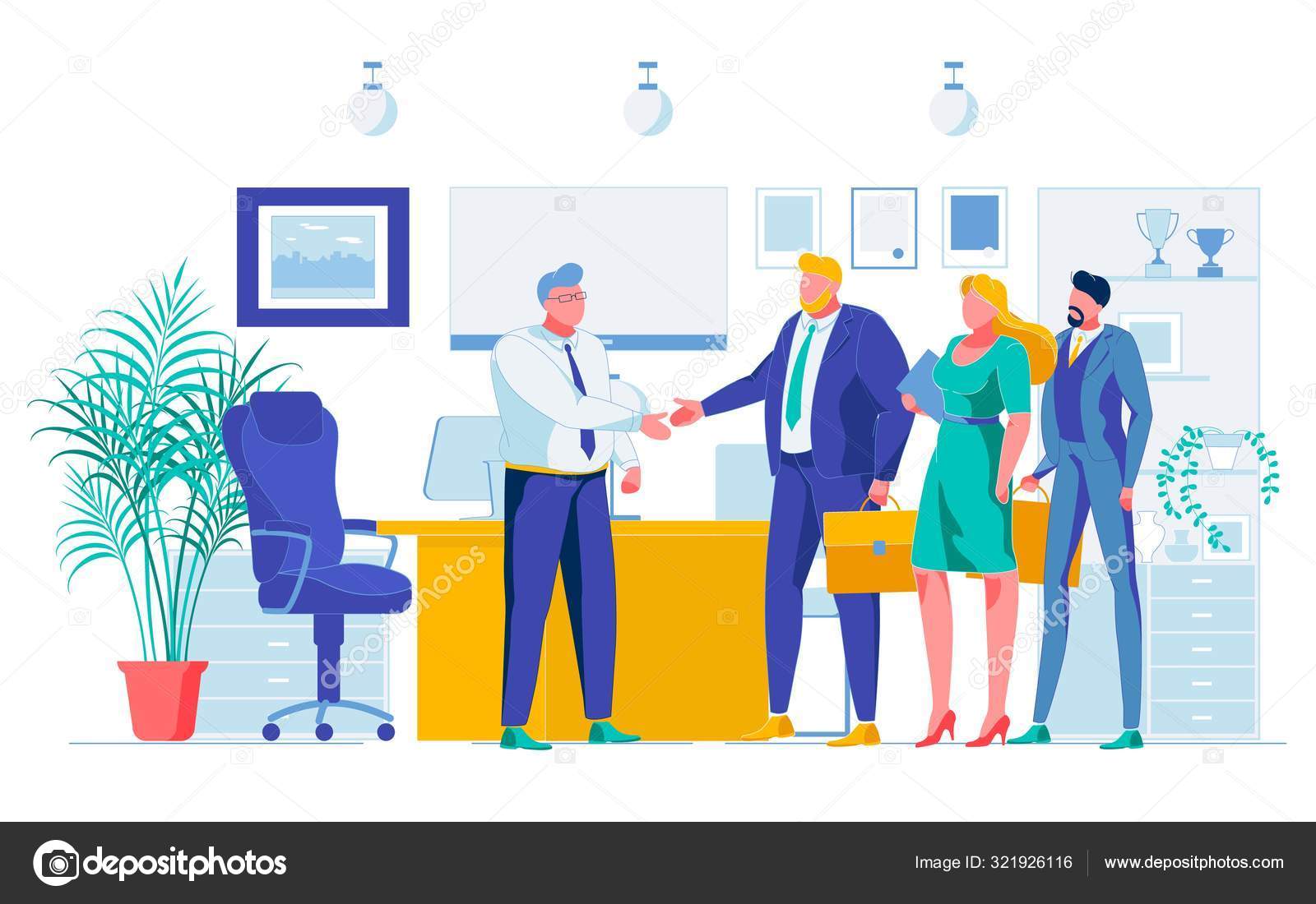 Socios comerciales Negociación exitosa Dibujos animados Vector de stock ...