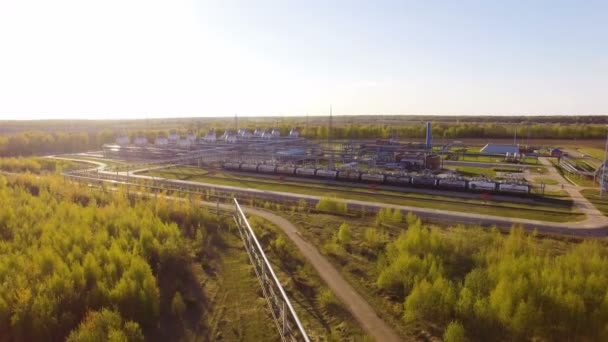 Tank farm for bulk petroleum and gasoline storage next to rail line ...