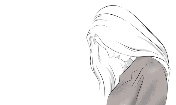 Sad Girl Alone Crying Drawing