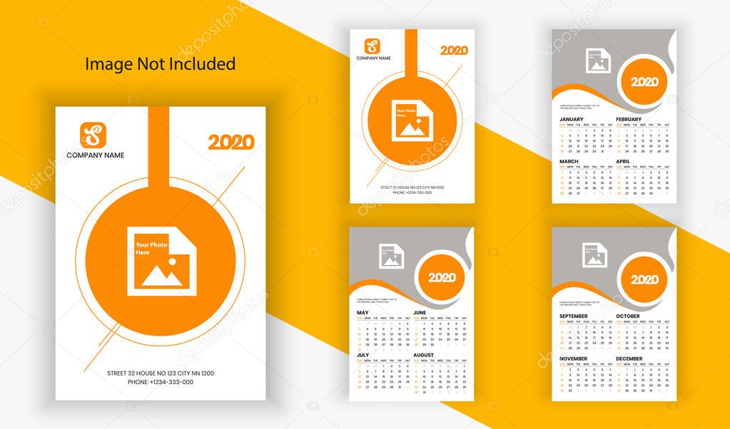 Creative Clean A5 Size Calendar 2020 Template Design Por Illustrator ...