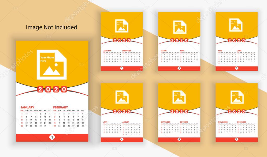 Creative Clean A5 Size Calendar 2020 Template Design Por Illustrator ...