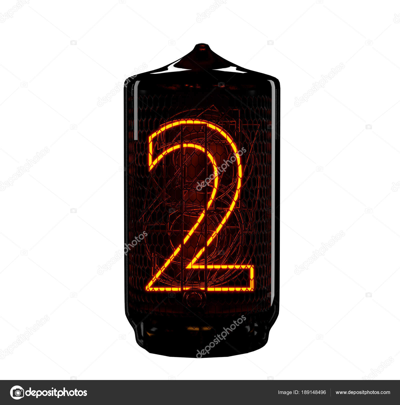 Nixie tube indicator. The number two of retro. 3d render. Stock Photo ...