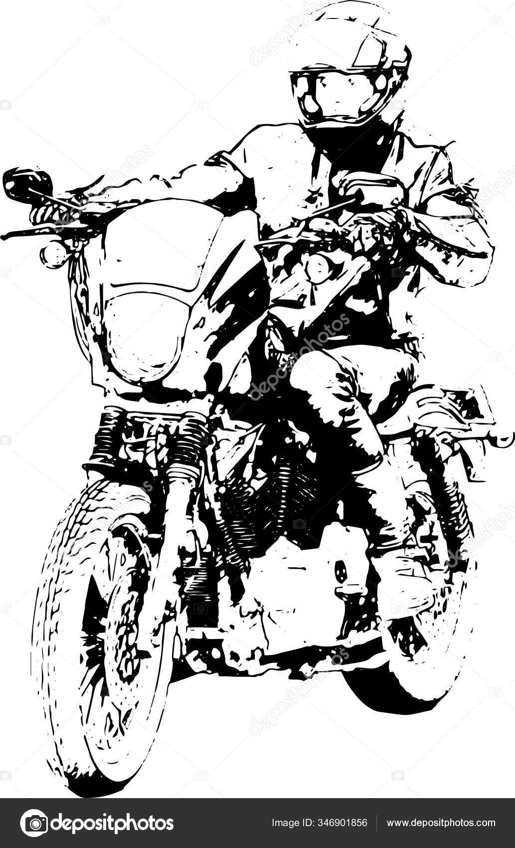 Man Chopper Bike Black White Sketch Stock Illustration by ©telas1020 ...