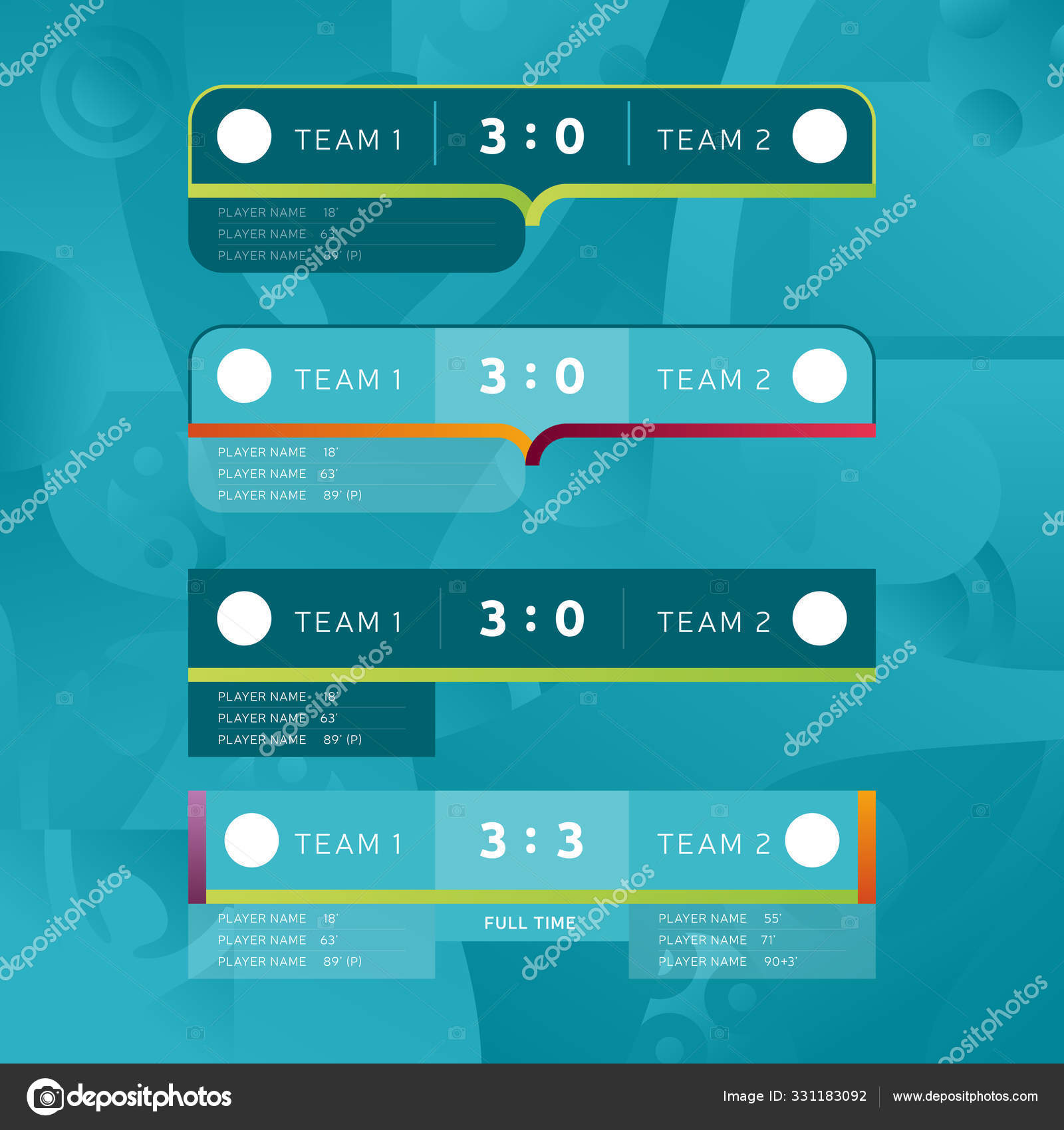 Sport scoreboards templates for the Football Championship 2020 v Stock ...