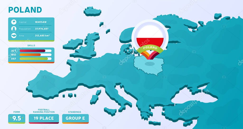 Mapa isom trico de Europa con el pa s destacado Polonia vector ilustraci n. Infograf a de la ...