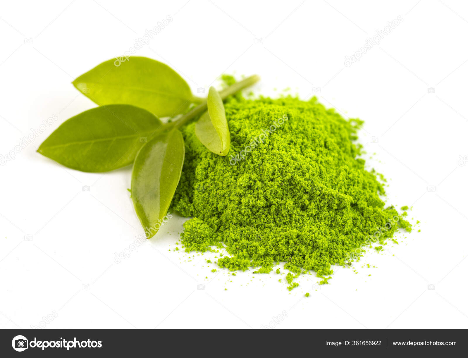 Dry Green Tea Powder Matcha Tea Whole Leaves Isolate White — Stock ...