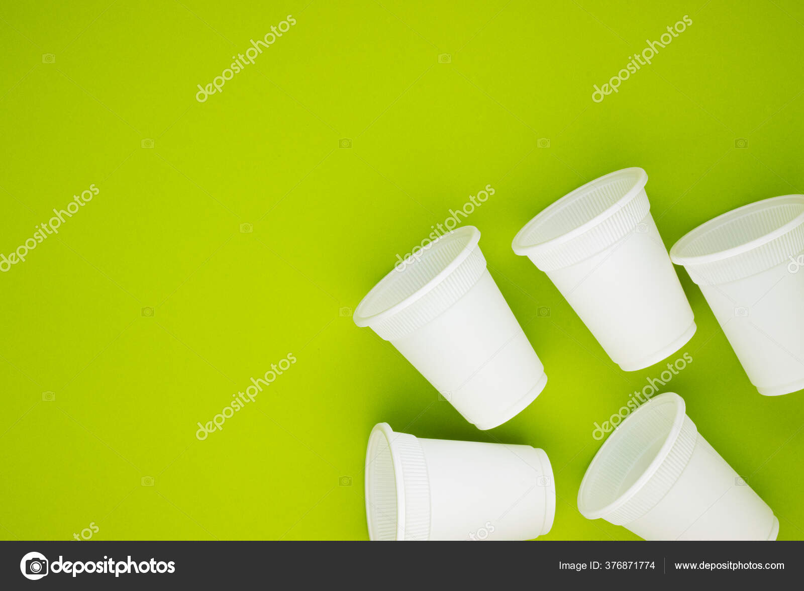 Biodegradable Beverage Containers Green Background Space Text ...