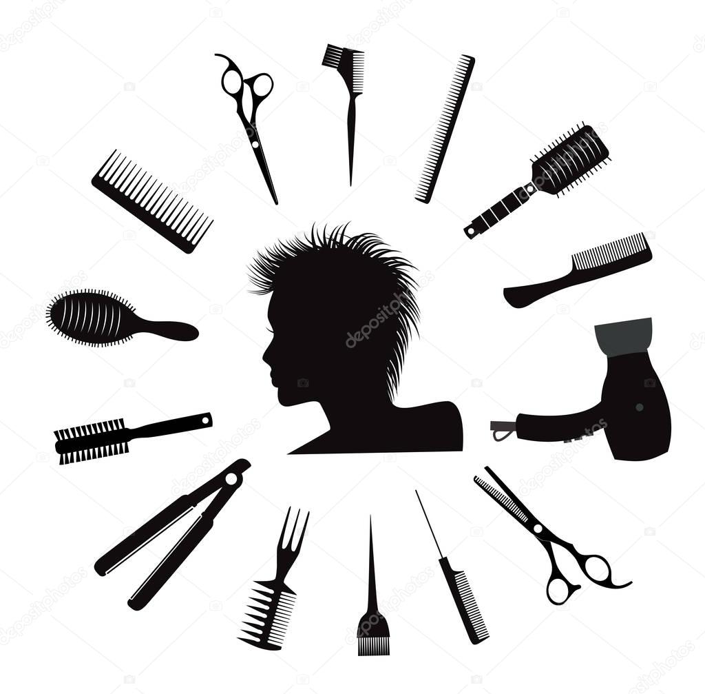 Hairdressing equipment icons — Stock Vector © Lagodka #150939306