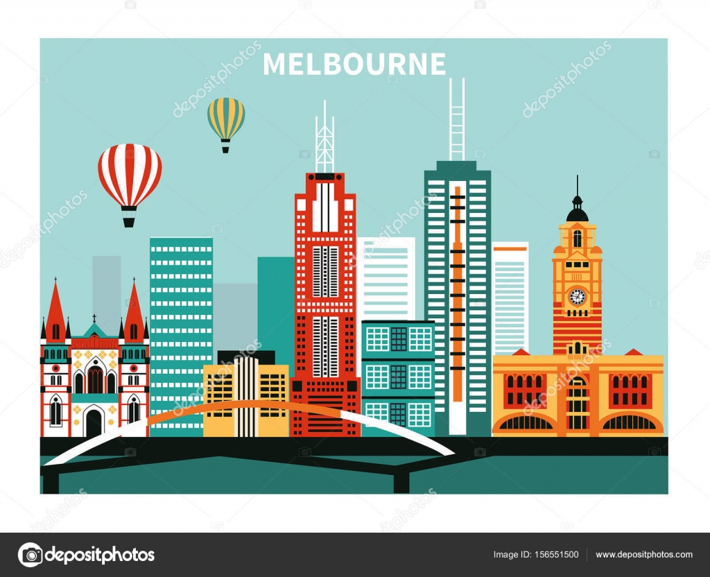Symbols of Melbourne city — Stock Vector © Lagodka #156551500