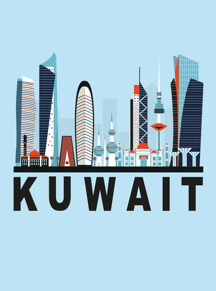 Symbols Kuwait City Blue Background Stock Vector by ©Lagodka 190645238