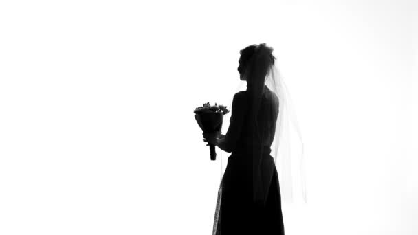Bride shadow throwing back bouquet on wedding day, marriage ceremony ...