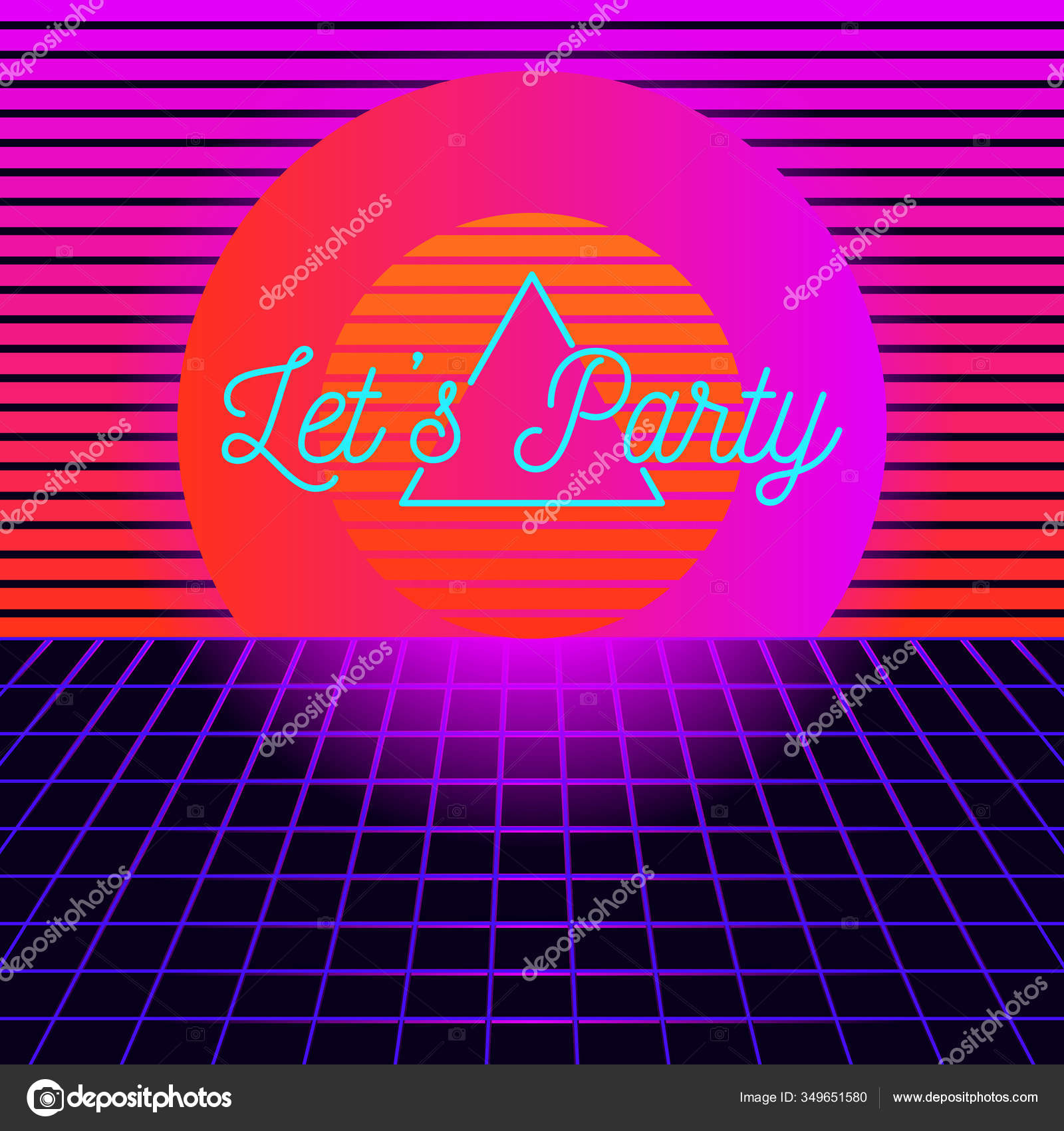 Retro neon background design in trendy bright bold violet, pink, blue ...