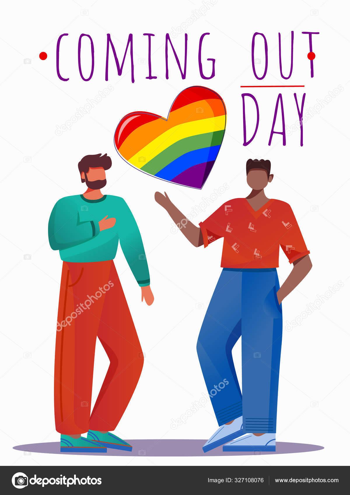 Coming out day poster vector template. Multinational friends. LG Stock ...