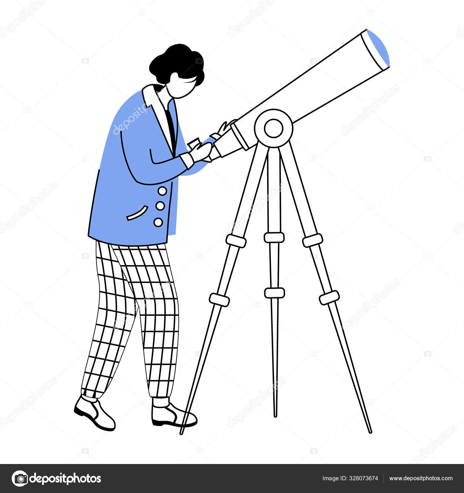 Looking Through A Telescope Drawing
