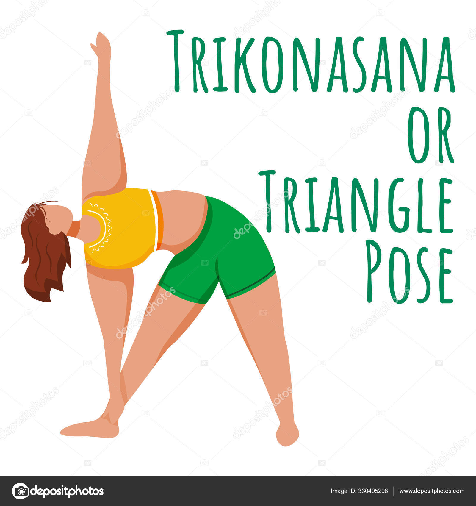 Trikonasana social media post mockup. Triangle pose. Caucausian woman ...