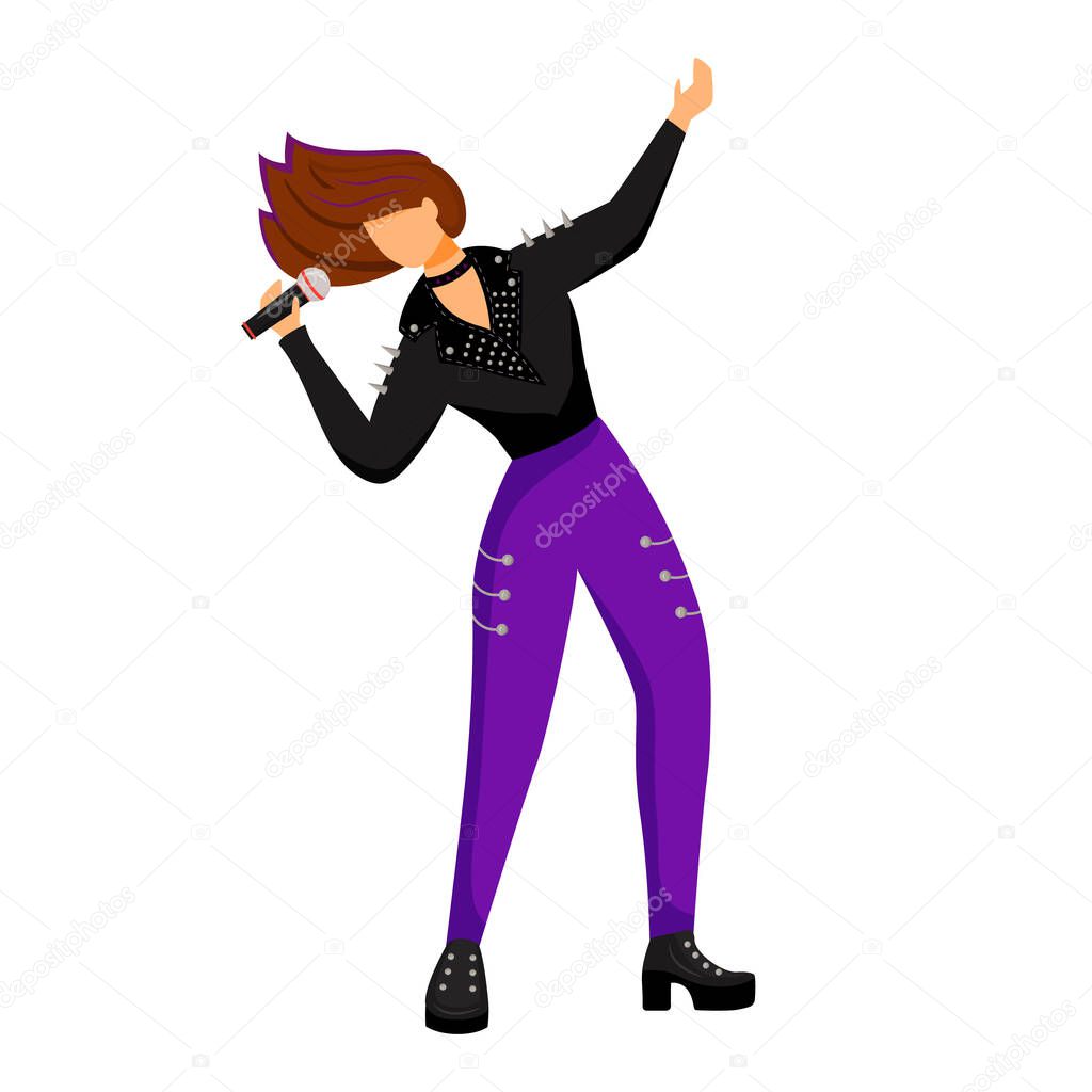 Cantante femenina ilustración vectorial de color plano. Vocalista ...