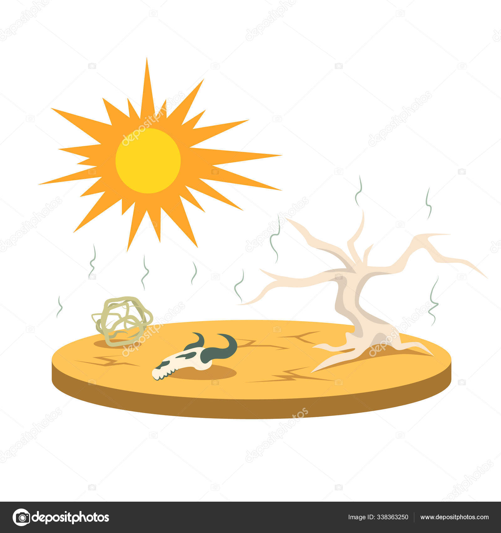Drought cartoon vector illustration. Shortage of water. Cataclysm ...