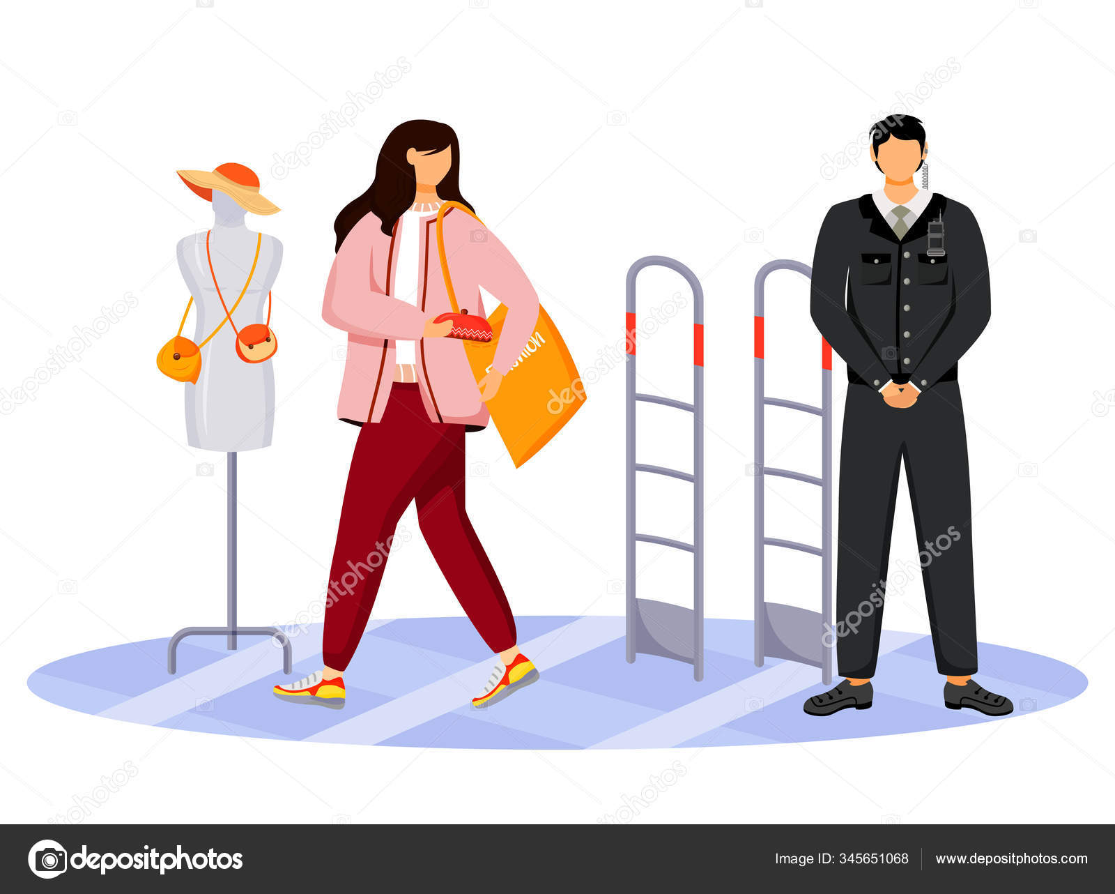 Shoplifting flat color vector faceless character. Kleptomania. Store ...