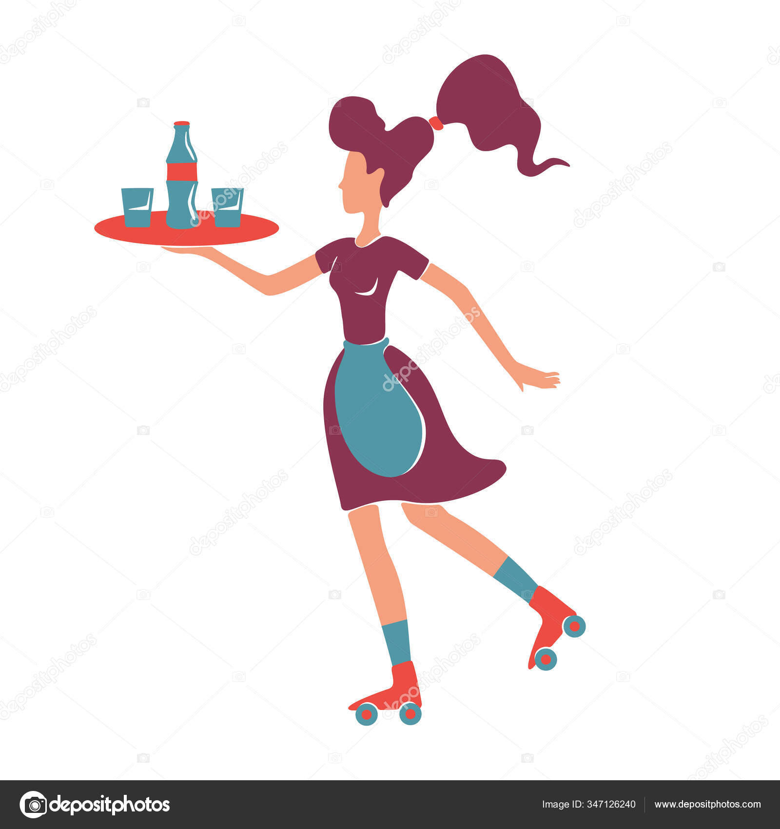 Female Waiter Cartoon