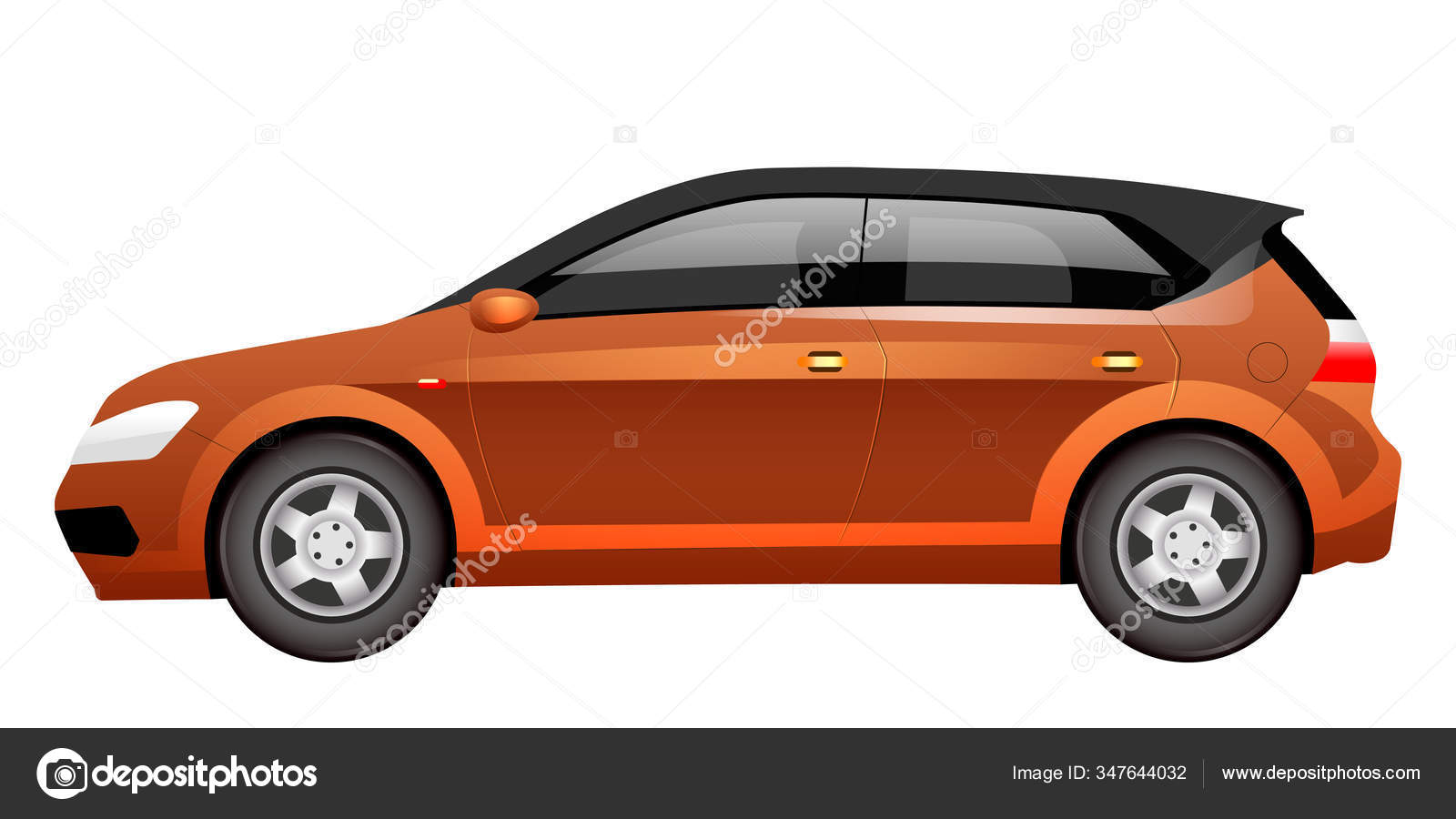 Orange Hatchback Cartoon Vector Illustration Spacious Family Car Flat ...