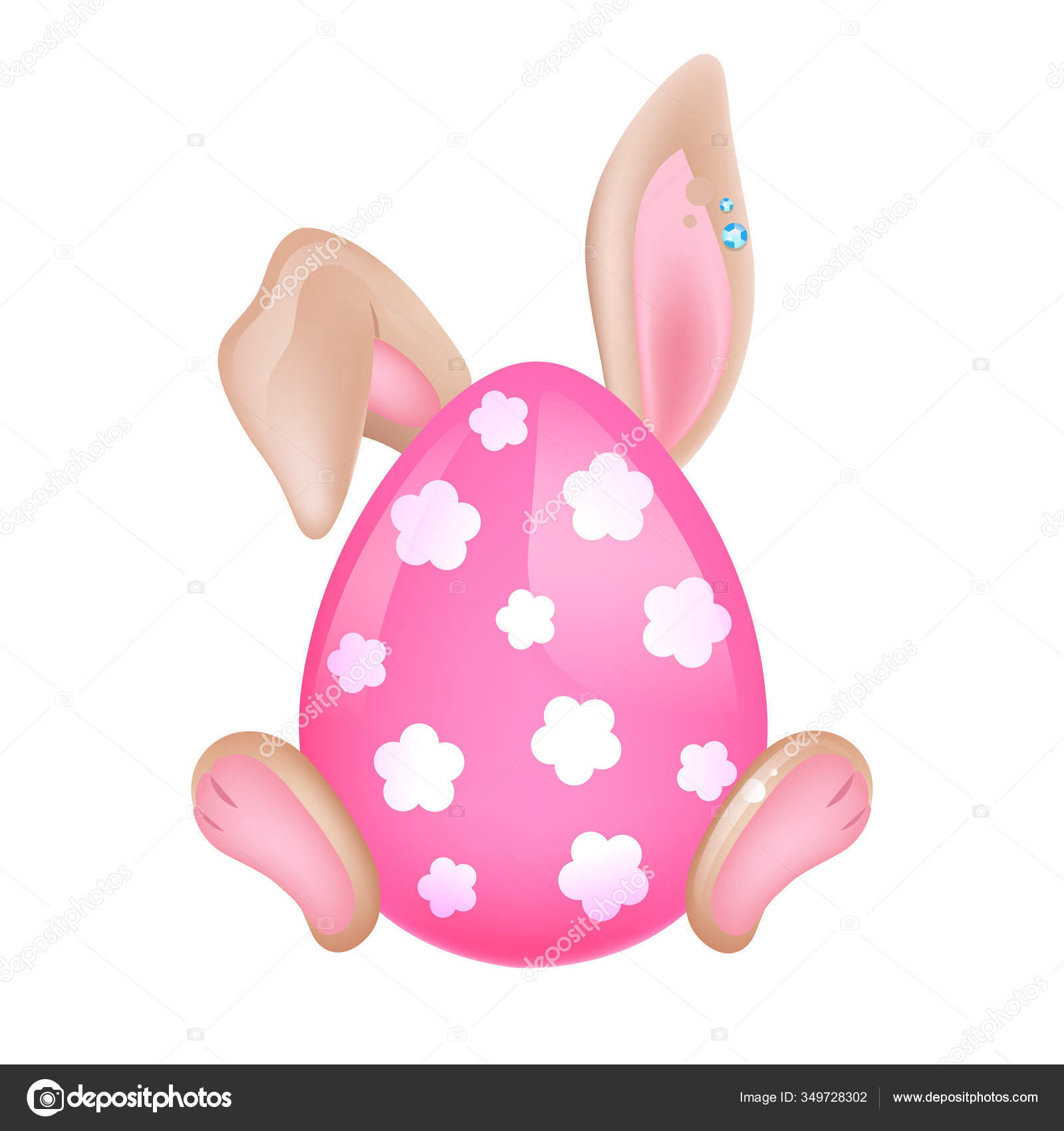 Lindo Conejito Pascua Escondido Detrás Rosa Huevo Kawaii Personaje ...