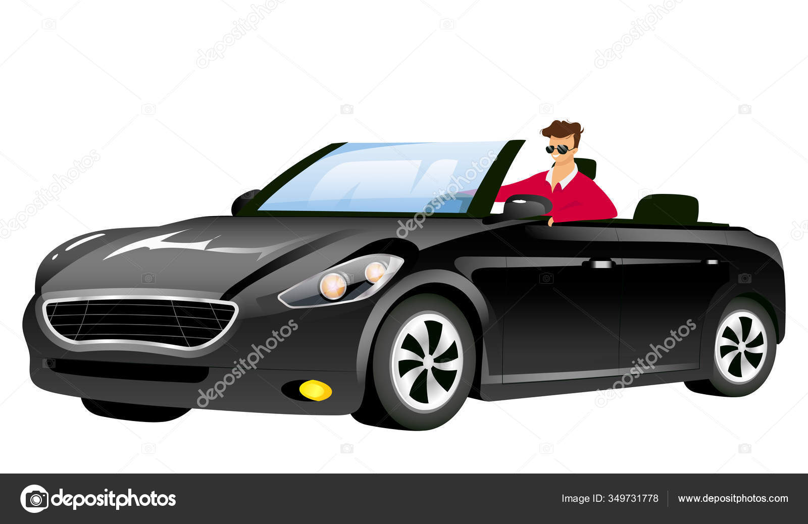 Man Cabriolet Flat Color Vector Faceless Character Guy Sunglasses ...