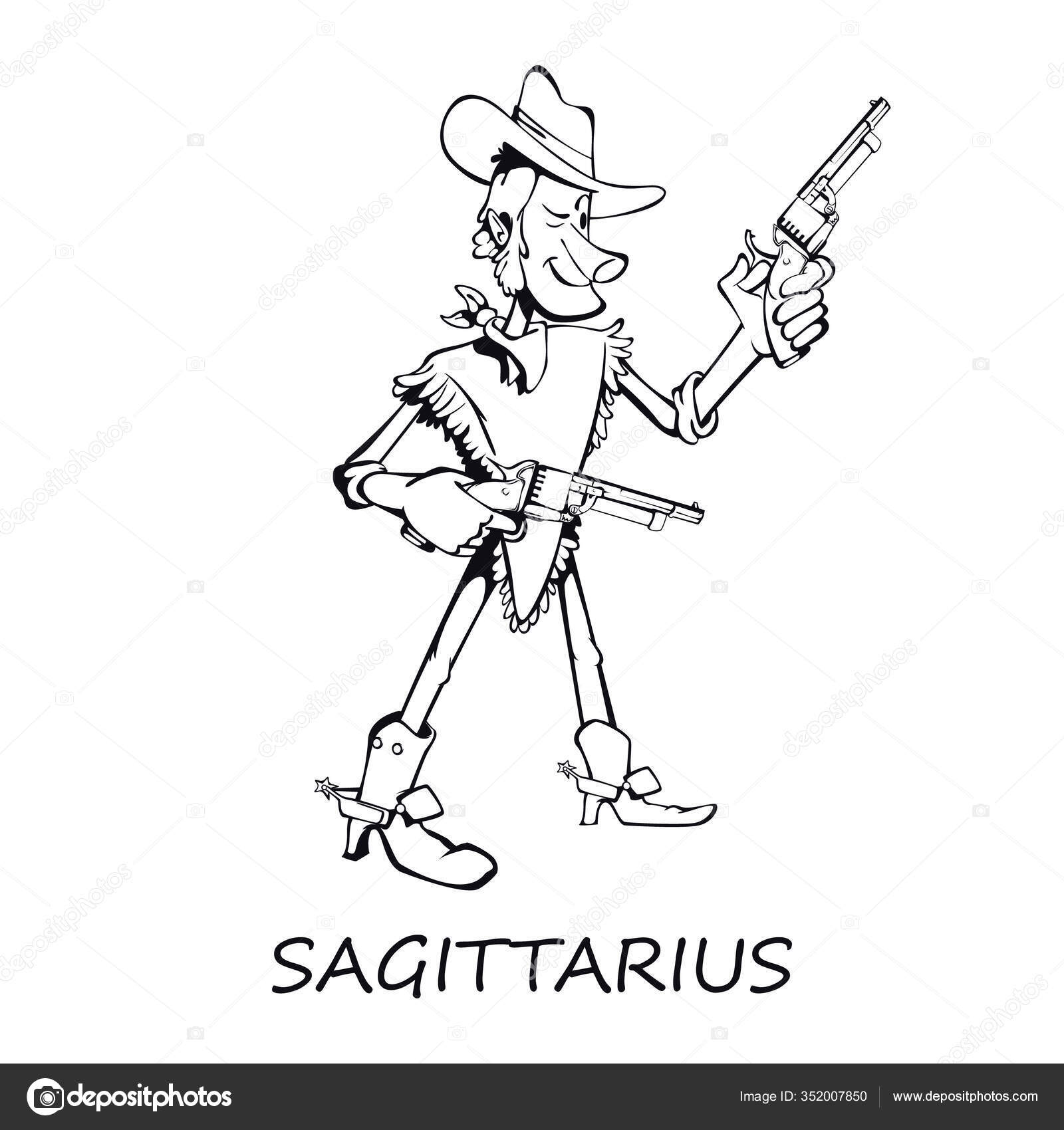 Sagittarius Zodiac Sign Man Outline Cartoon Vector Illustration ...
