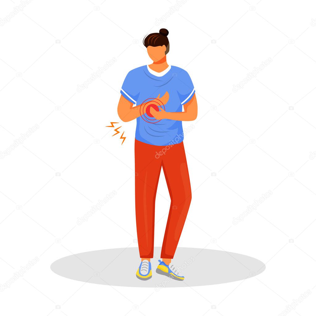 Dolor en las articulaciones plana vector de color sin rostro carácter ...