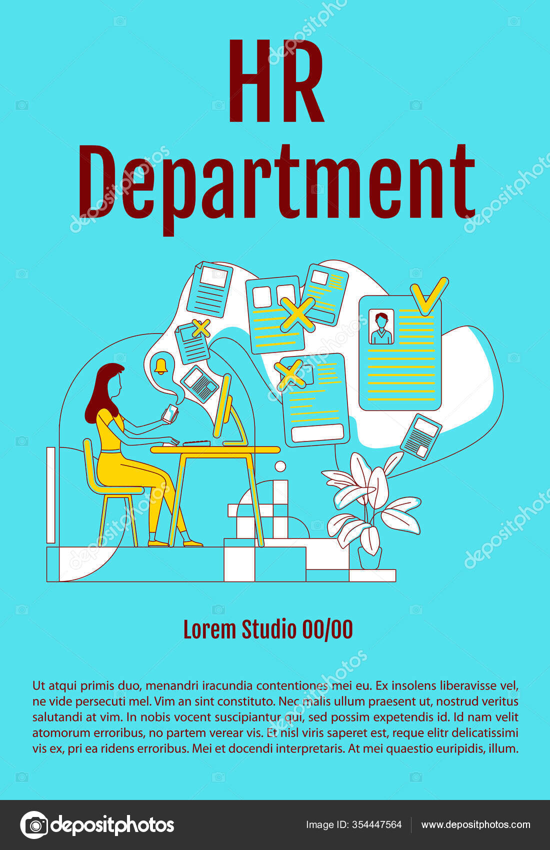 Department Poster Flat Silhouette Vector Template Human Resources ...