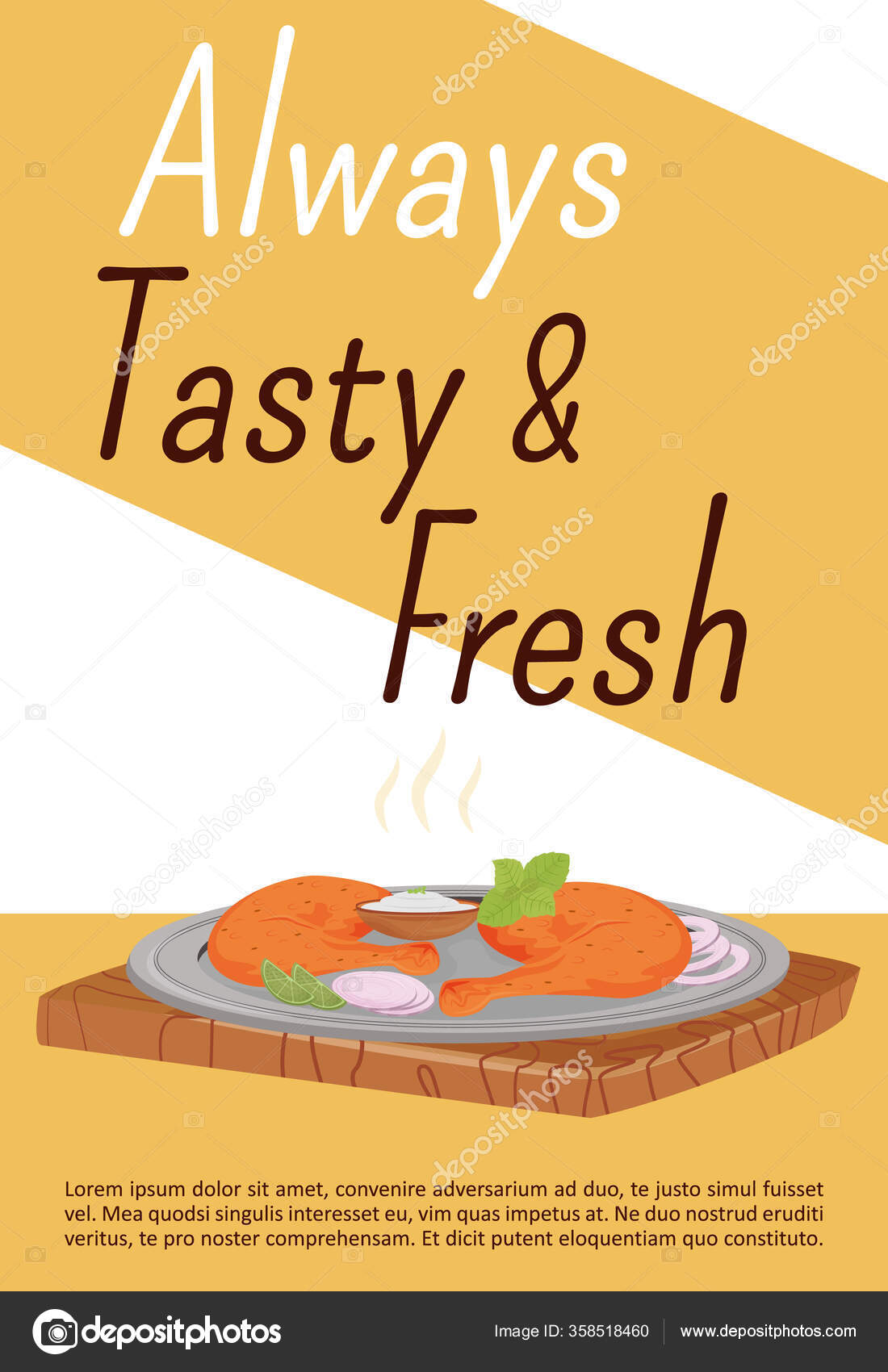 Tasty Fresh Meals Poster Flat Vector Template Traditional Indian ...
